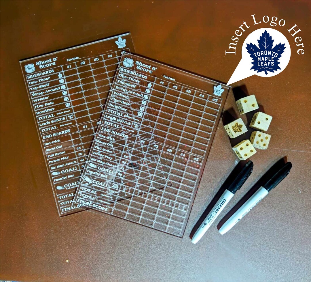 NHL Shoot N' Score Yahtzee Scorecard Acrylic Erasable, Reusable, Dice ...