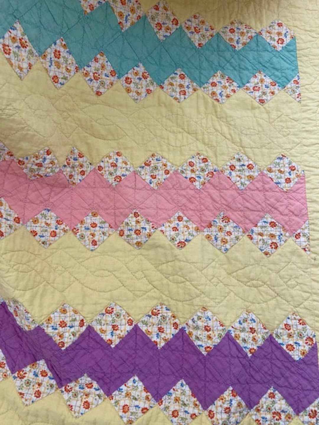 Vintage Quilt,rare Quilt, Rick Rack Path Quilt Pattern, Antique Quilt ...