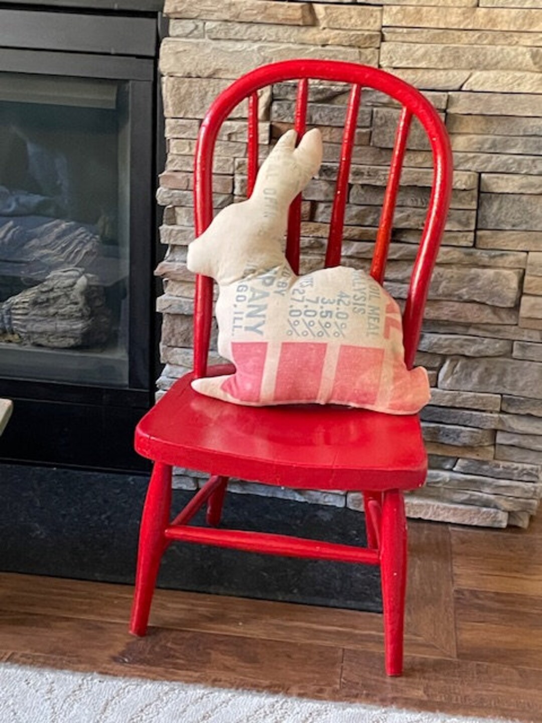 Vintage Feed Sack Bunny, Antique Grain Sack, Grain Sack Bunny, Feed ...