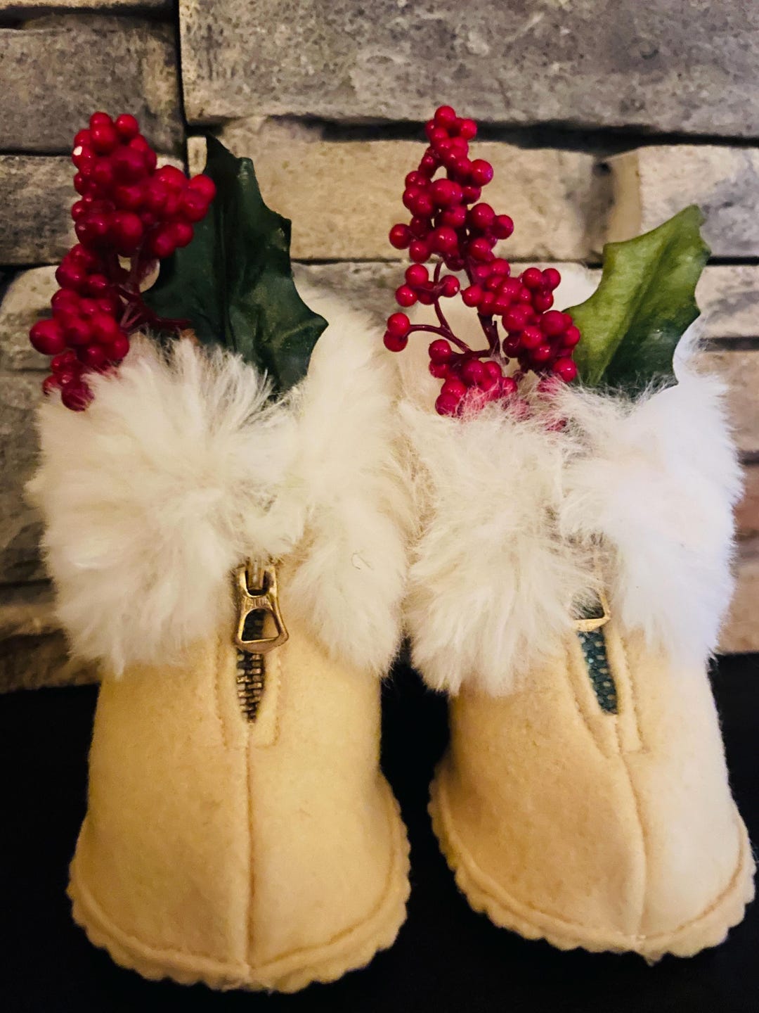 Darling Vintage Christmas Baby Booties With Fur - Etsy