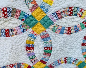 Antique Double Wedding Ring Quilt - Etsy