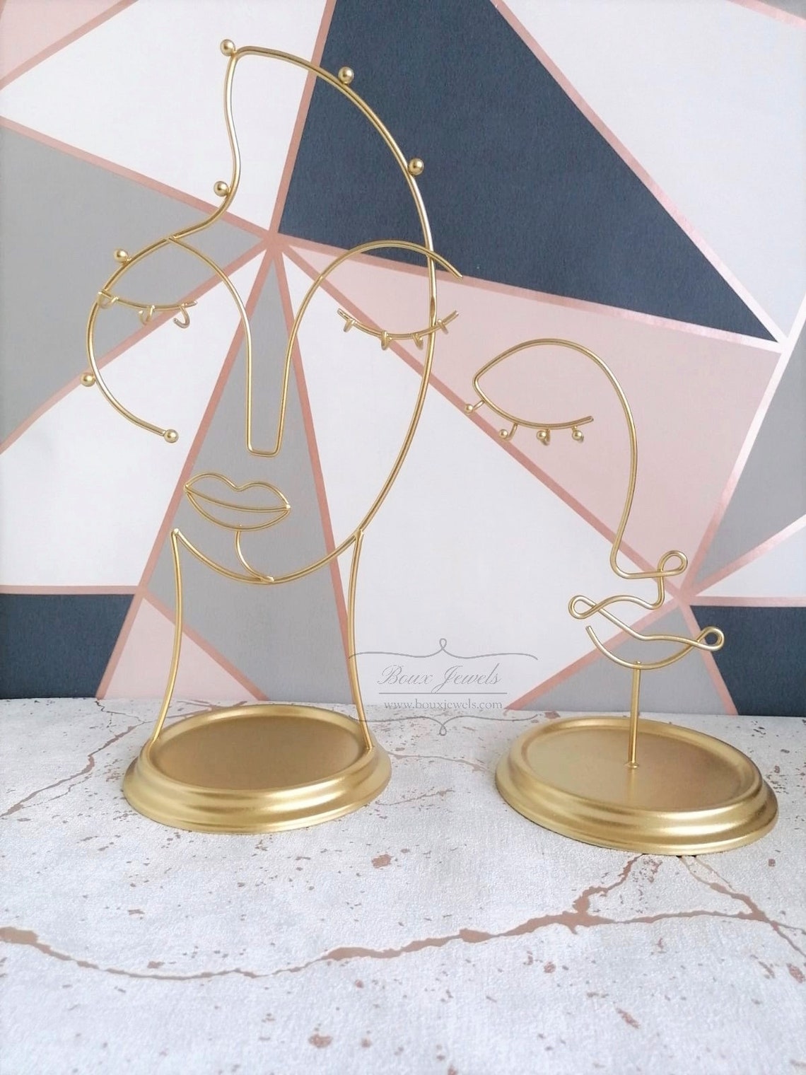 Wire Gold Half Face Abstract Jewellery Stand Jewelry Holder - Etsy