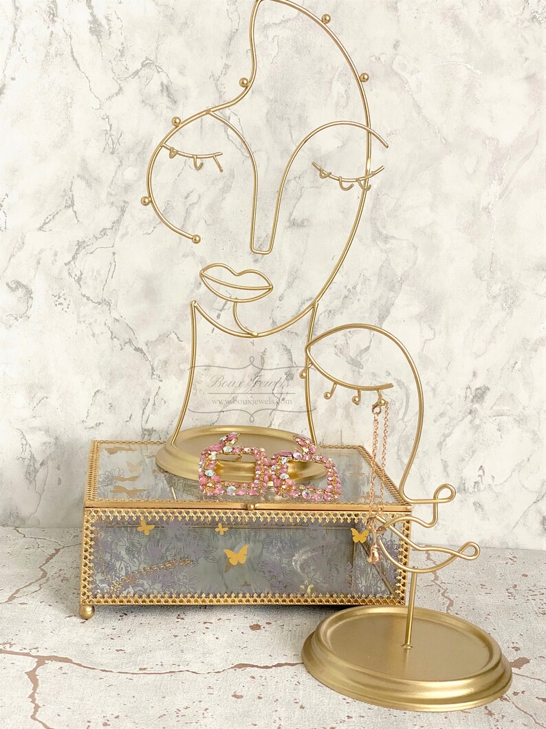 Wire Gold Half Face Abstract Jewellery Stand Jewelry Holder - Etsy