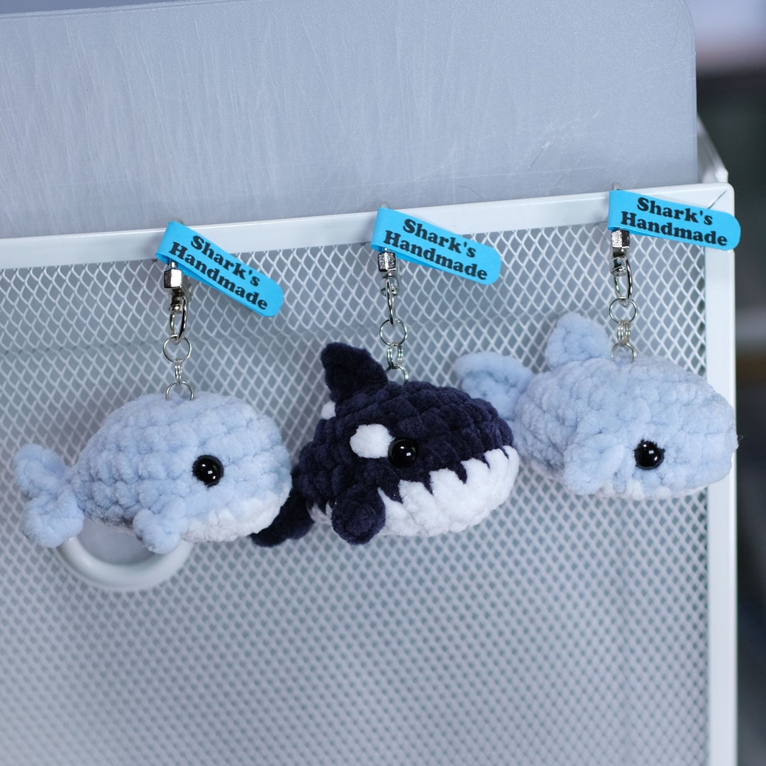 Shark, Whale & Orca Keyring Plushie Amigurumi Crochet Toy Keychain Haj ...