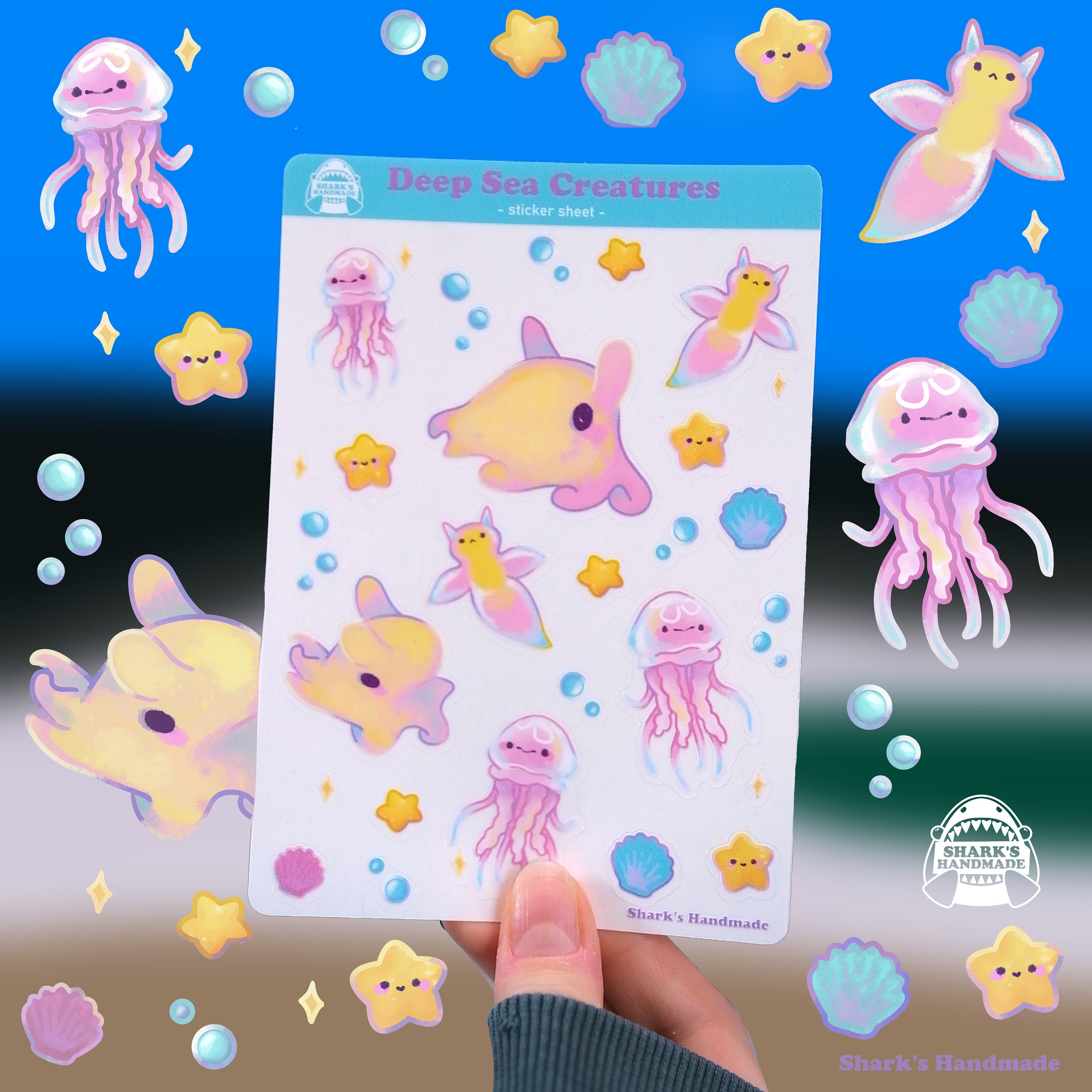 Dumbo Octopus Jellyfish Sticker Sheet Sea Creatures Birtyday Gift ...