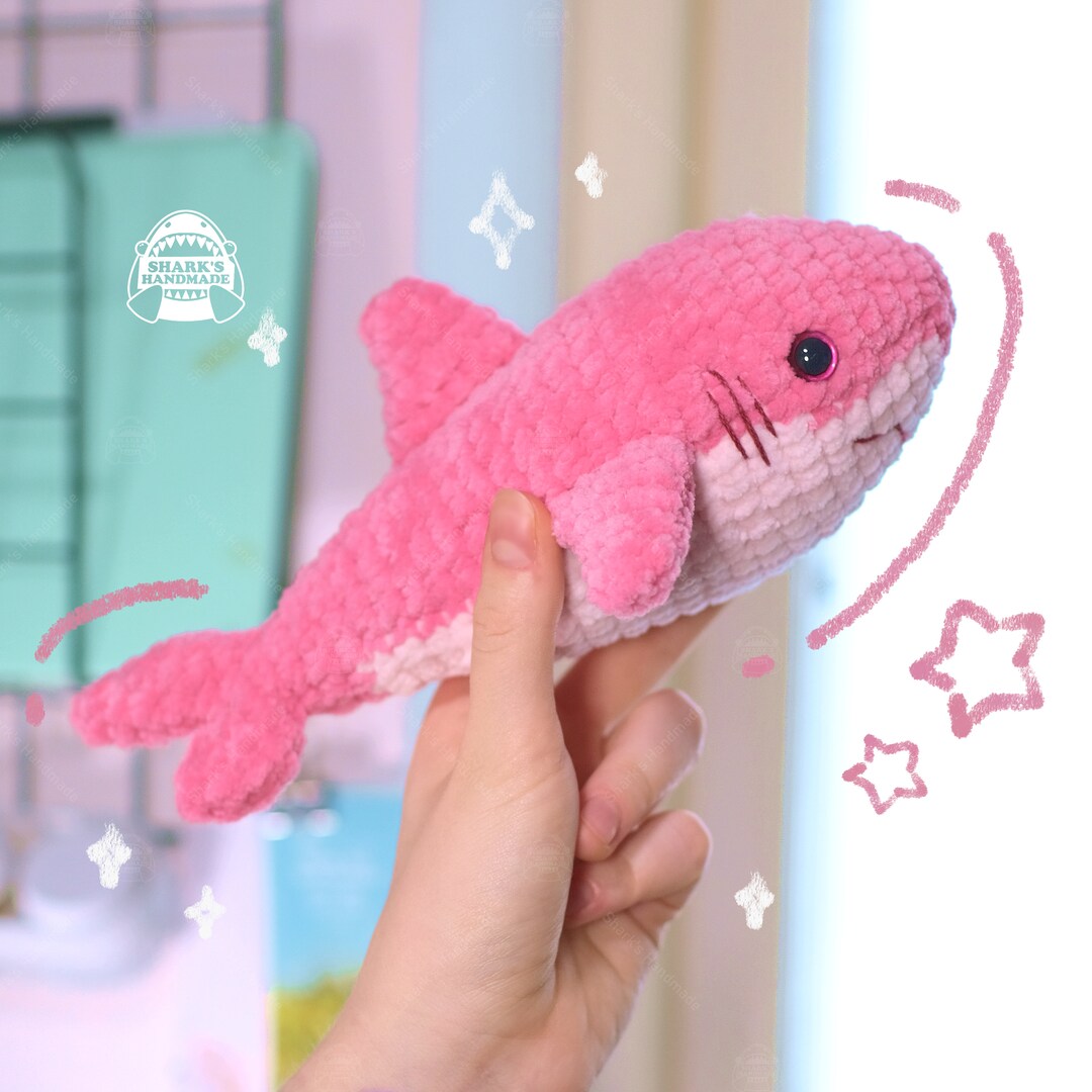 Pink Shark Plushie Birthday Gift Födelsedagspresent Amigurumi Crochet ...