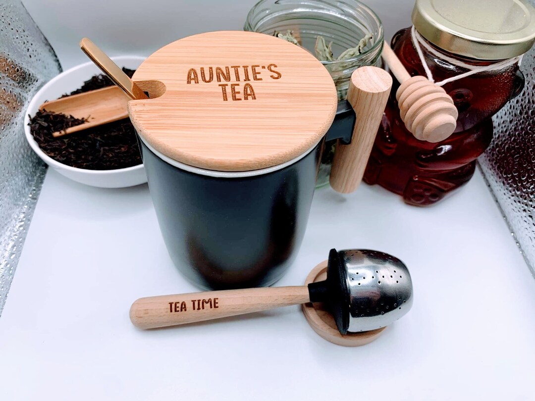 Personalized Tea Mug & Infuser Set, Custom Coffee Mug Set With Stirring ...