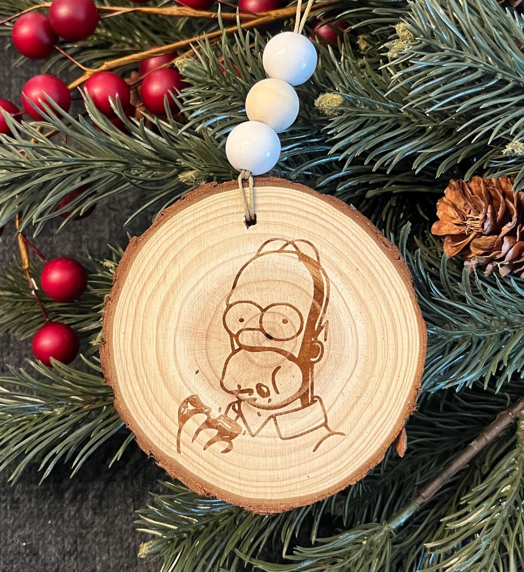 The Simpons Wooden Engraved Ornament With Beads, Homer Simpson, Donuts ...