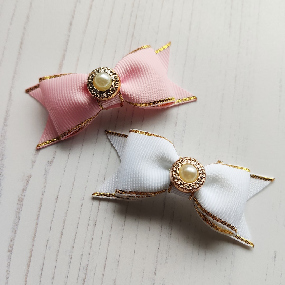 2 Pack Gold Edged Dog Bows - Classy Pet Grooming Hair Bows - Etsy