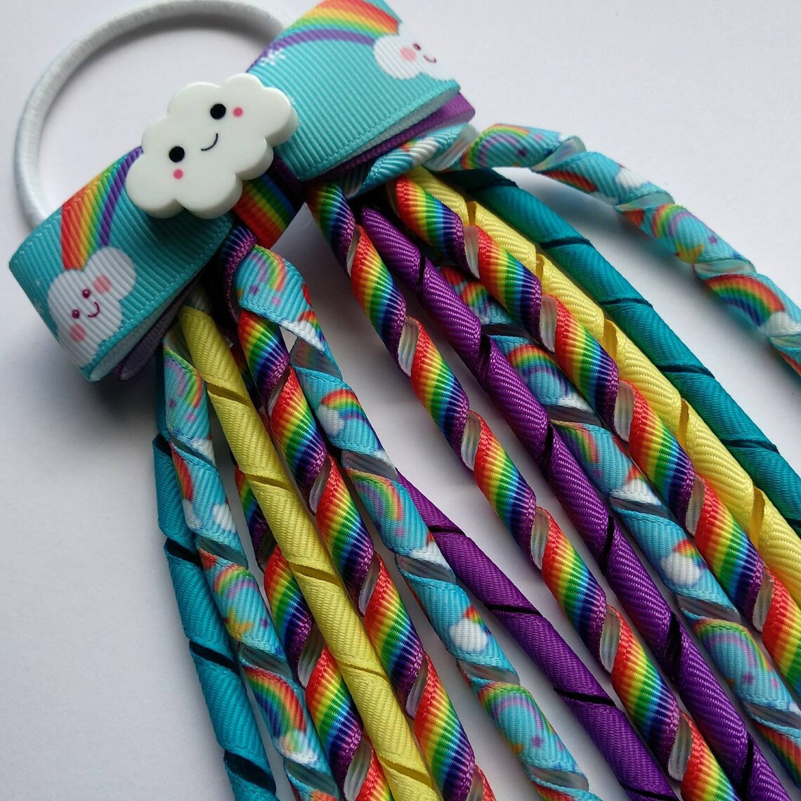 Rainbow Ponytail Streamer in a Curly Korker Style With - Etsy UK