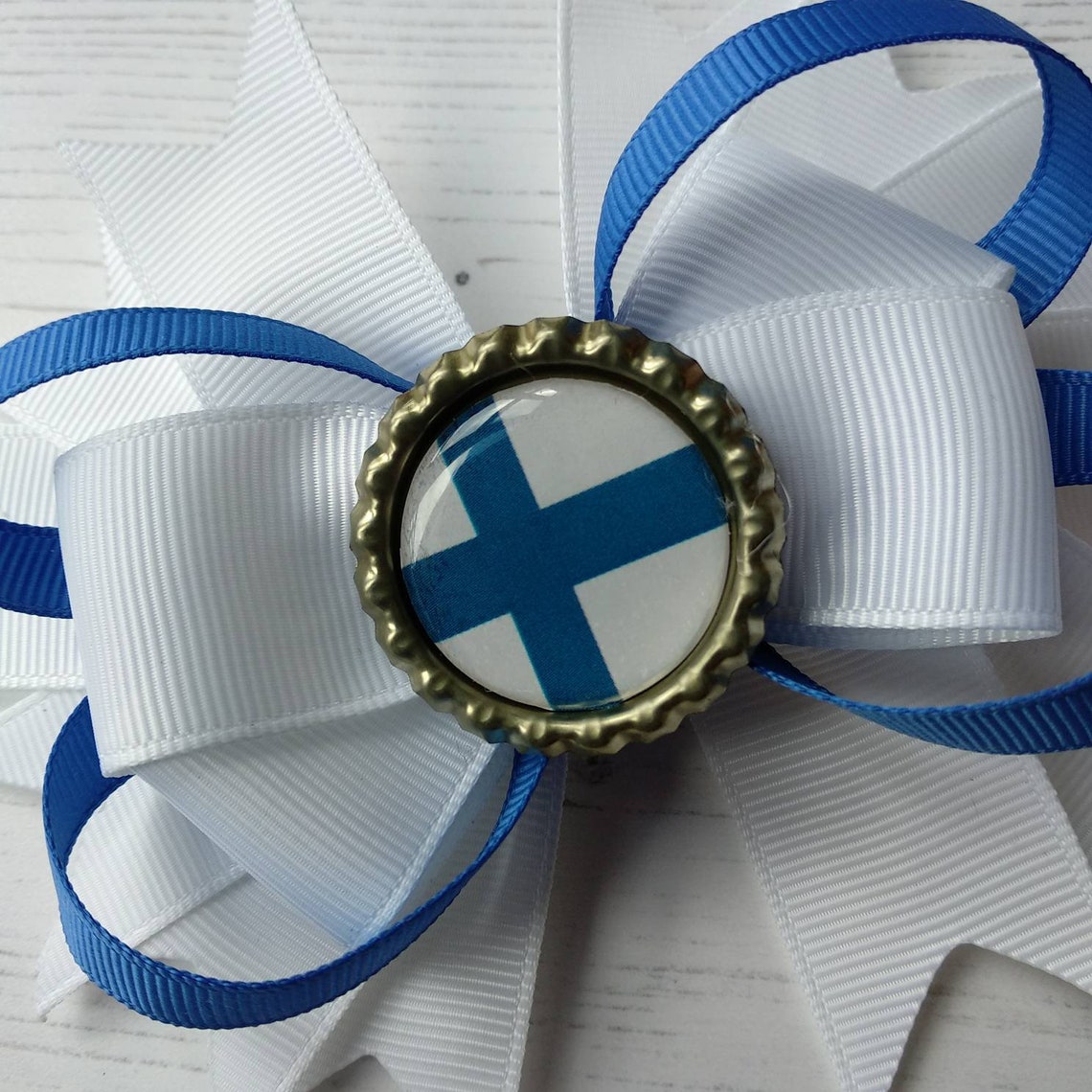 Finland Flag Hair Bow on Clip or Barette Beautiful Big - Etsy