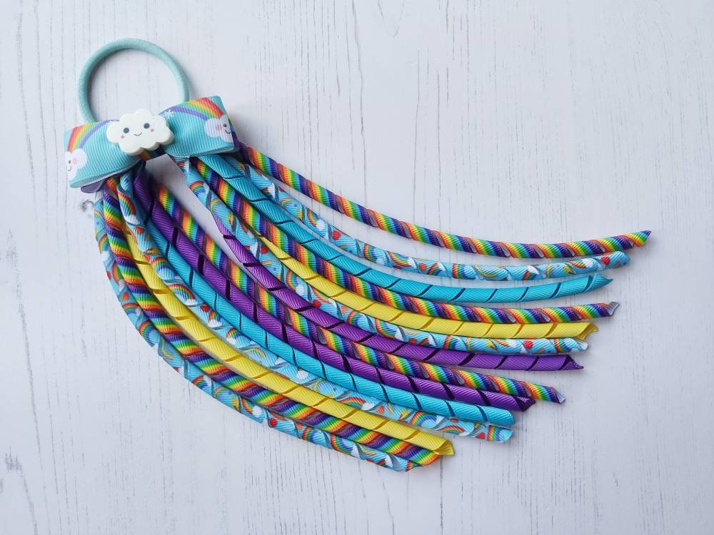 Rainbow Ponytail Streamer in a Curly Korker Style With - Etsy UK