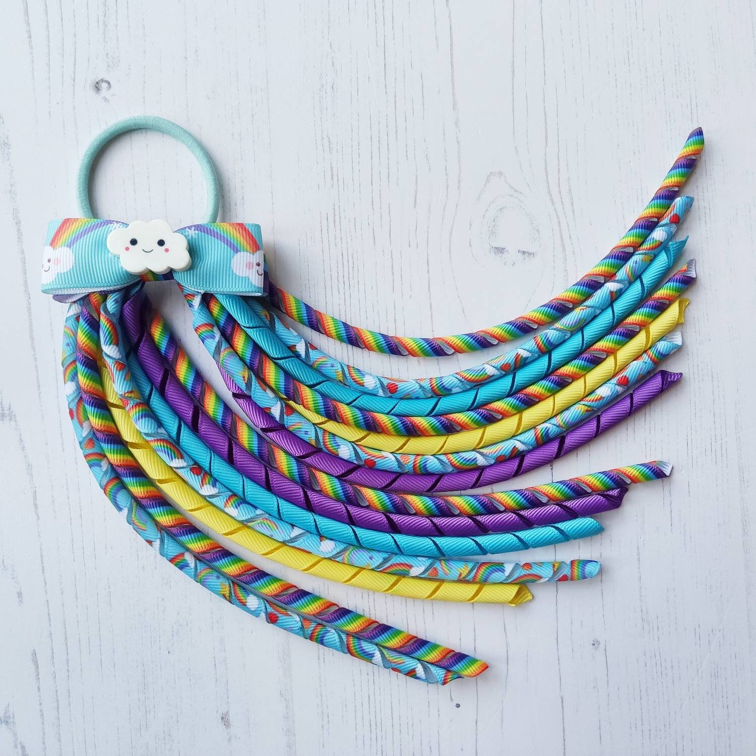 Rainbow Ponytail Streamer in a Curly Korker Style With - Etsy UK