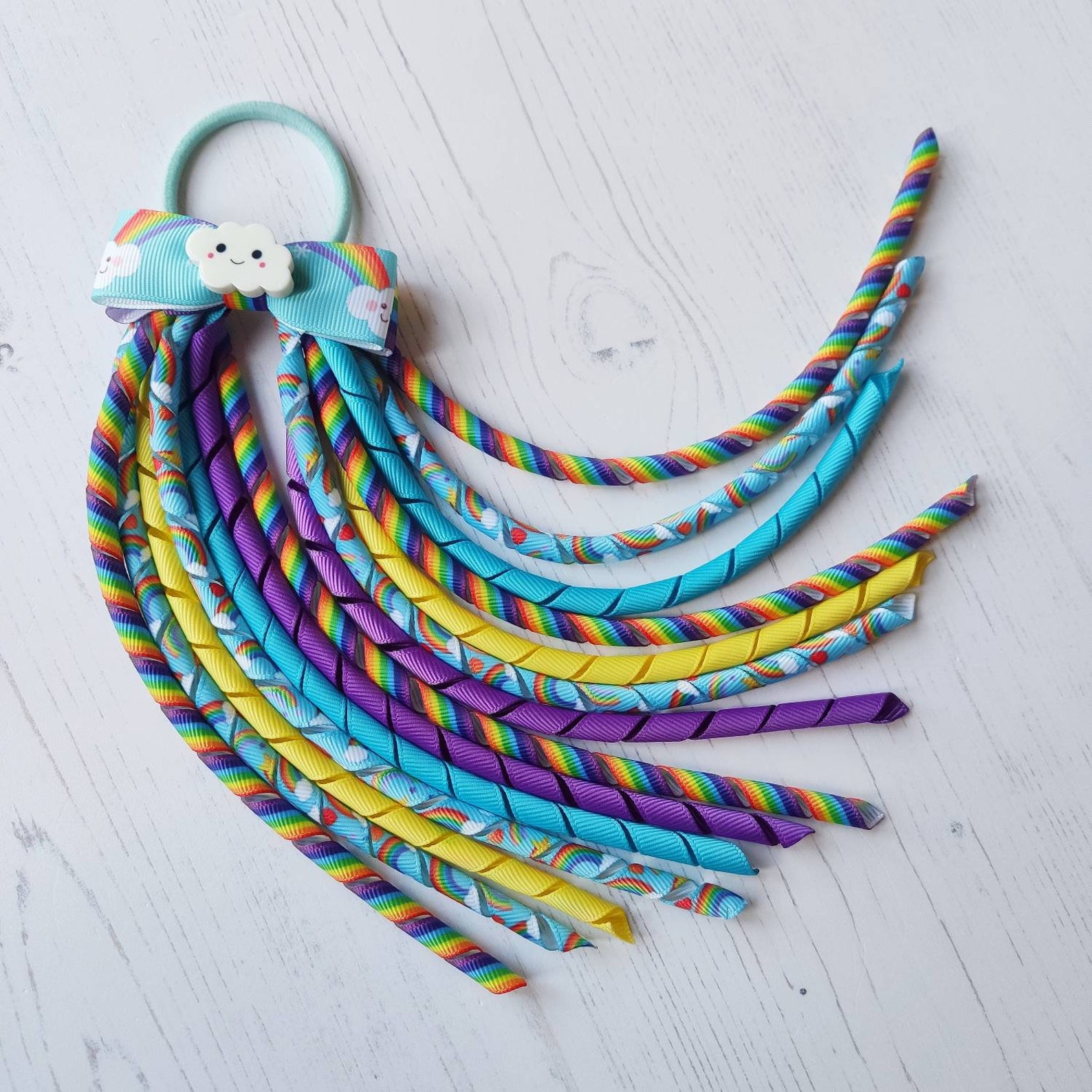 Rainbow Ponytail Streamer in a Curly Korker Style With - Etsy UK