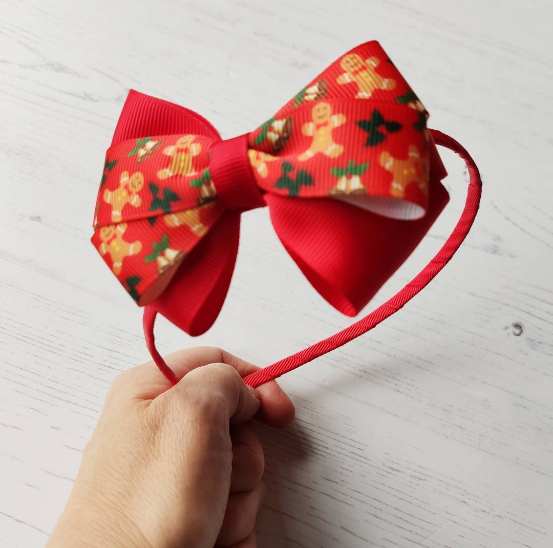 Gingerbread Man Hair Band - Christmas Ribbon Bow Headband - Etsy