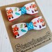 Small Fox Hair Bows on Clips, Pack of 2 Bows With Cute Little Fox Print ...