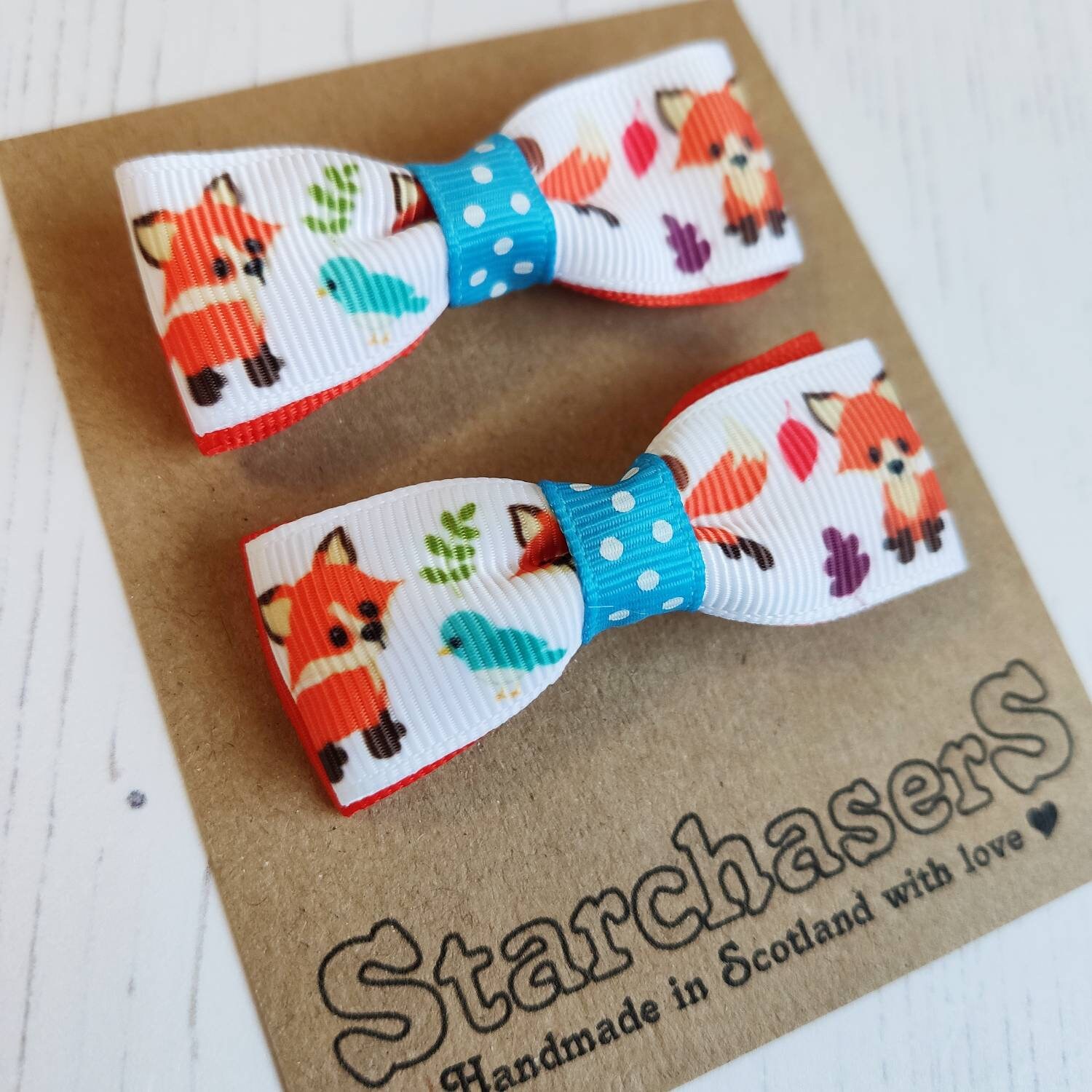 Small Fox Hair Bows on Clips Pack of 2 Bows With Cute Little - Etsy UK