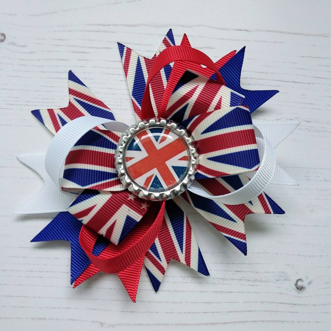 Union Jack Hair Bow - Large Ribbon British Flag Clip - Etsy UK