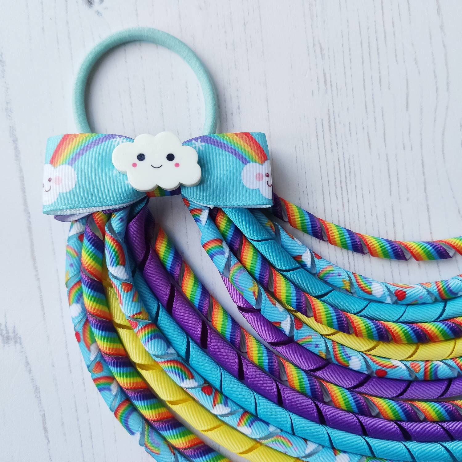 Rainbow Ponytail Streamer in a Curly Korker Style With - Etsy UK
