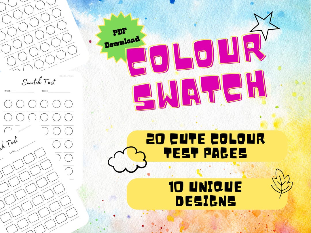 Blank Colour Swatch Pages 20 Instant Download Digital Printable Color ...