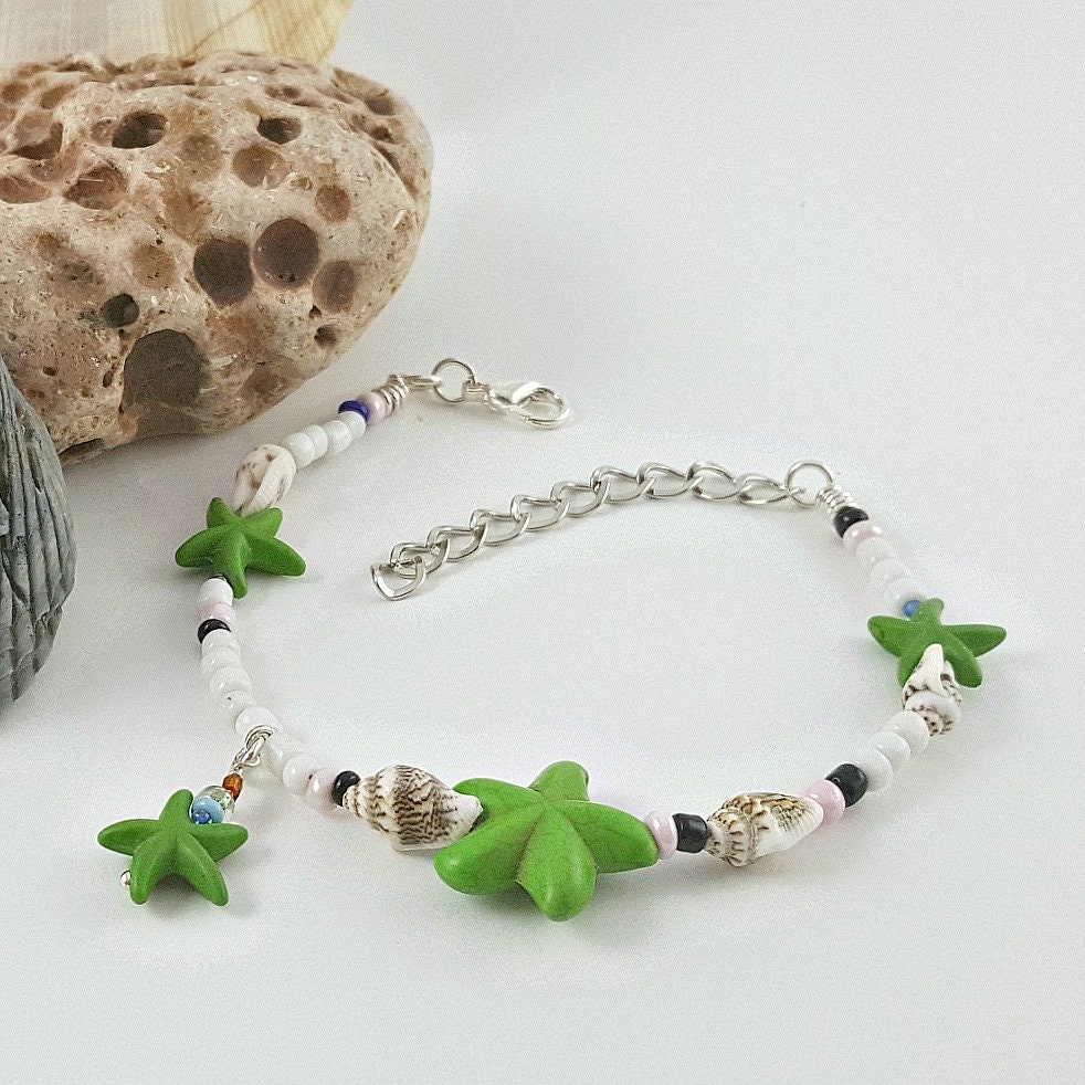 Tropical Seashell Ankle Bracelet Nature Ocean Jewelry Beach - Etsy