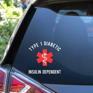 Type 1 Diabetic Medical Alert Car Decal, Diabetes Decal, Type 1 ...