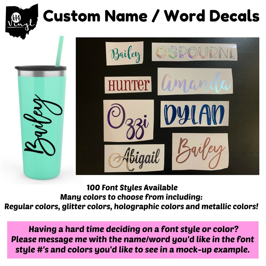 Custom Name Decals, Personalized Decal, Vinyl Name Decals, Name Decals ...