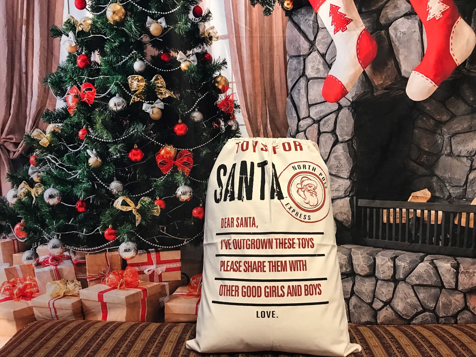 Toys for Santa Santa Sack Give Back Santa Sack Personalized - Etsy