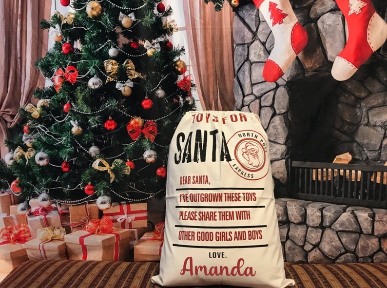 Toys for Santa Santa Sack Give Back Santa Sack Personalized - Etsy