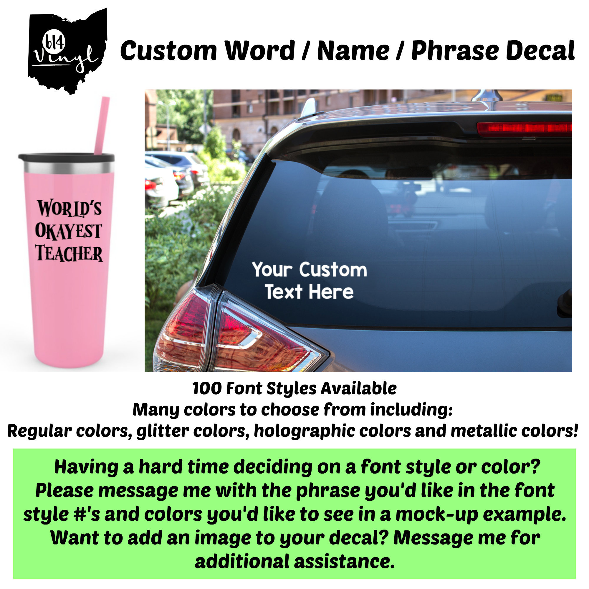Custom Decals Custom Vinyl Text Car Bumper Sticker Wall - Etsy