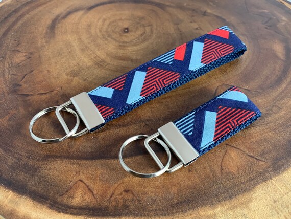 Red and Blue Key Fob Navy Geometric Key Chain Key Fob to | Etsy UK