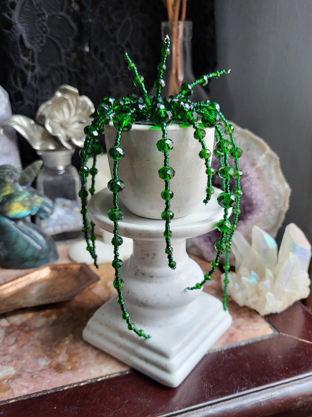 Beaded String of Pearls Potted Faux Plant - Etsy