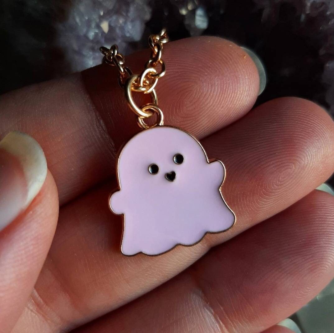 Adorable Ghost Charm Necklace (choose Your Color) - Etsy