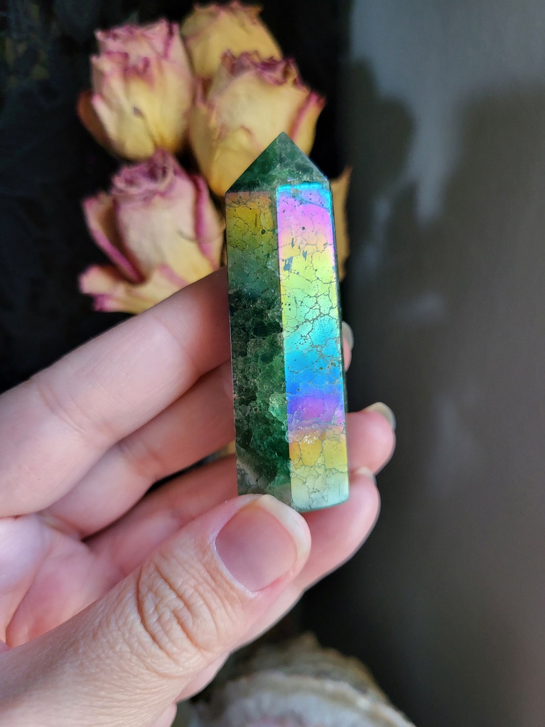 Rainbow Aura Amazonite Tower - Etsy