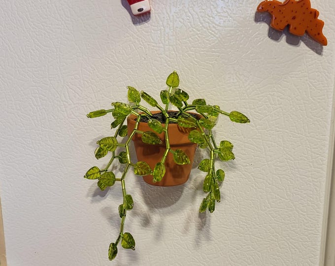 Beaded Pothos Potted Faux Plant Magnet - Etsy