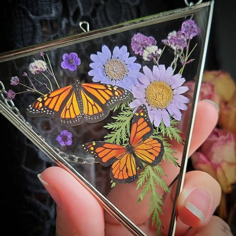 Faux Taxidermy Monarch Butterfly Garden Glass Wall Hang - Etsy