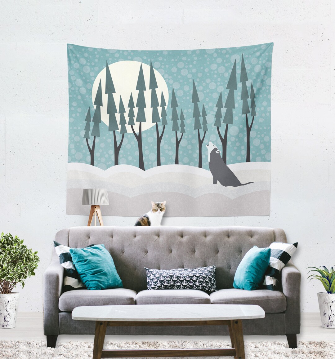 Wolf Wall Tapestry, Winter Tapestry, Wolf Tapestry, Indoor Tapestry ...