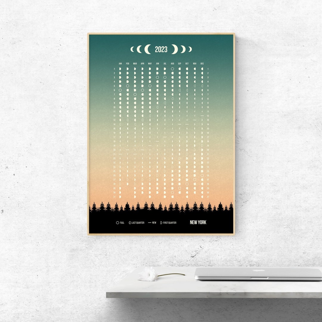 2023 Moon Phases Calendar Poster Moon Calendar Poster Moon - Etsy