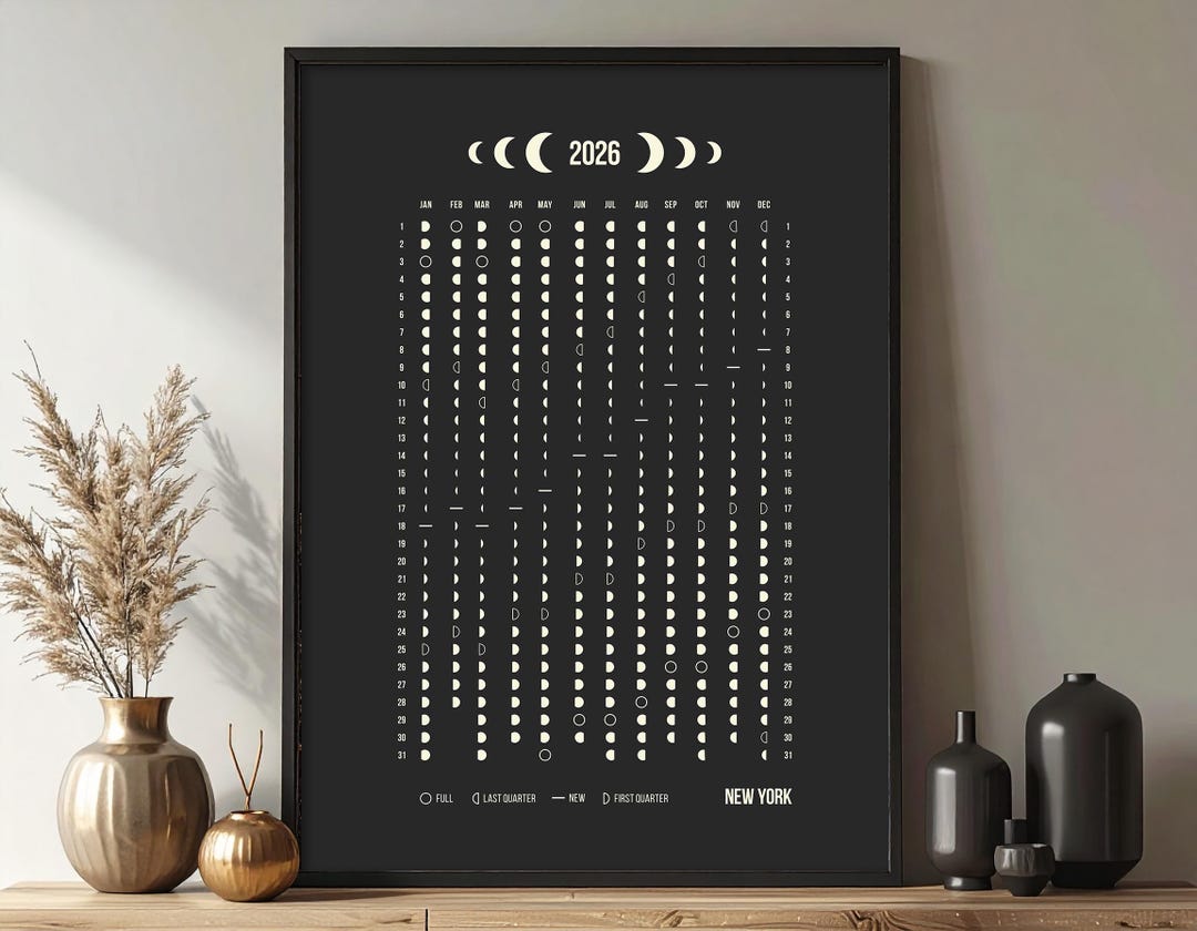 2026 Moon Phases Calendar Poster – Unframed Astrology Wall Art Print - Etsy