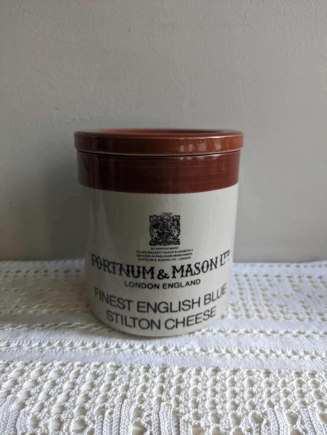 Vintage FORTNUM & MASON Blue Stilton Cheese Stoneware Pot Denby Pot ...