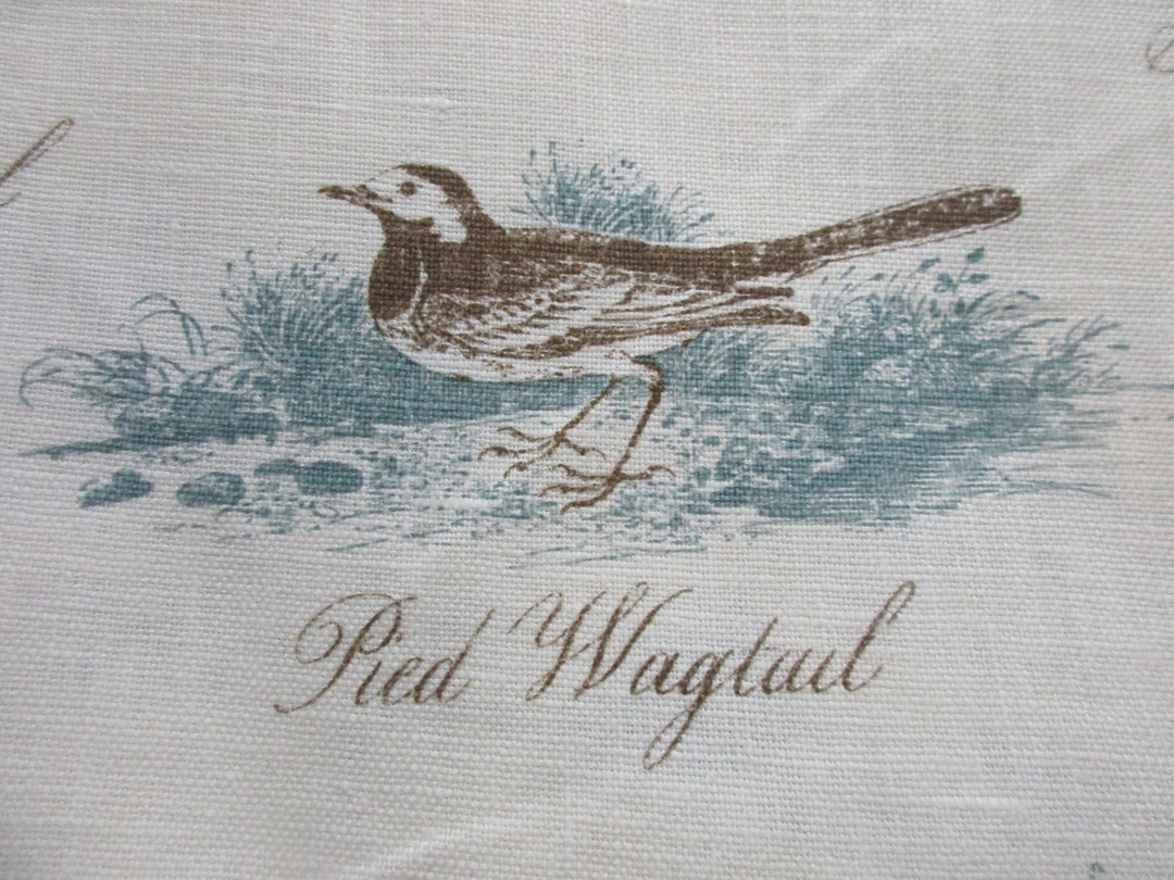 Remnant Vintage Lewis & Wood 'BEWICK BIRDS' Linen Fabric Soft ...