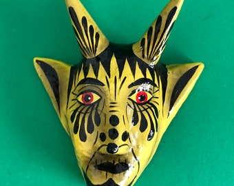 Mexican Folk Art Paper Mache Mask Altar Devil Handmade Day of - Etsy