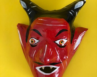 Mexican Folk Art Paper Mache Mask Altar Devil Handmade Day of - Etsy