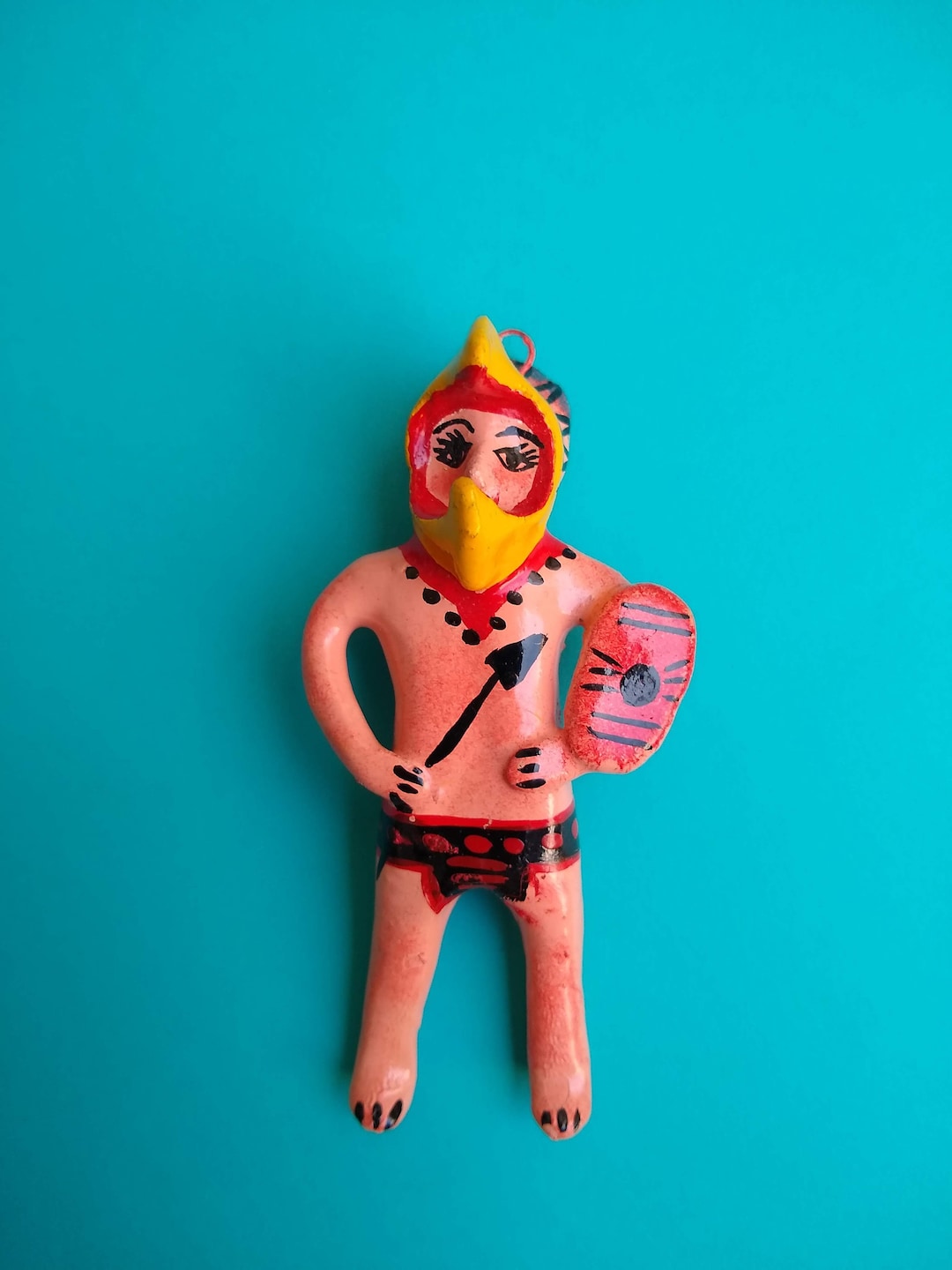 Mexican Folk Art Handmade Ceramic Dancing Nagual Aztec Warrior Figurine ...