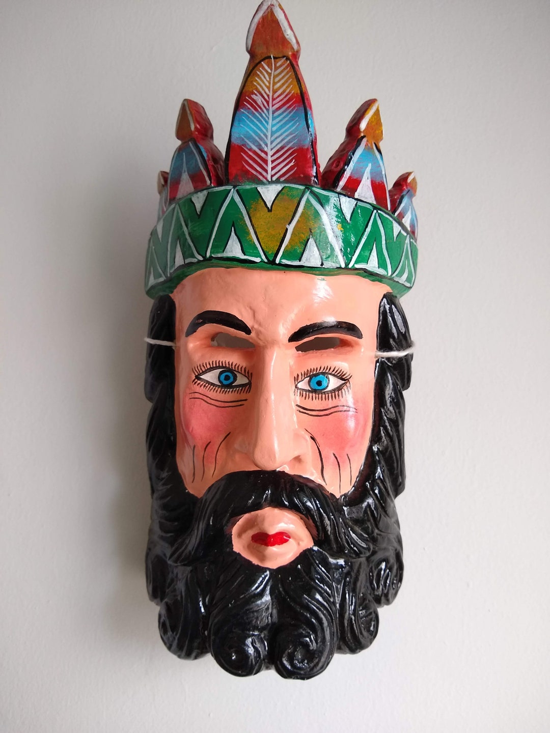 Vintage Mexican Folk Art Conquistador Man Mask Altar Wooden - Etsy ...
