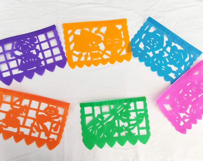 Authentic Mexican Papel Picado Handmade Tonala Day of the Dead Banner 7 ...