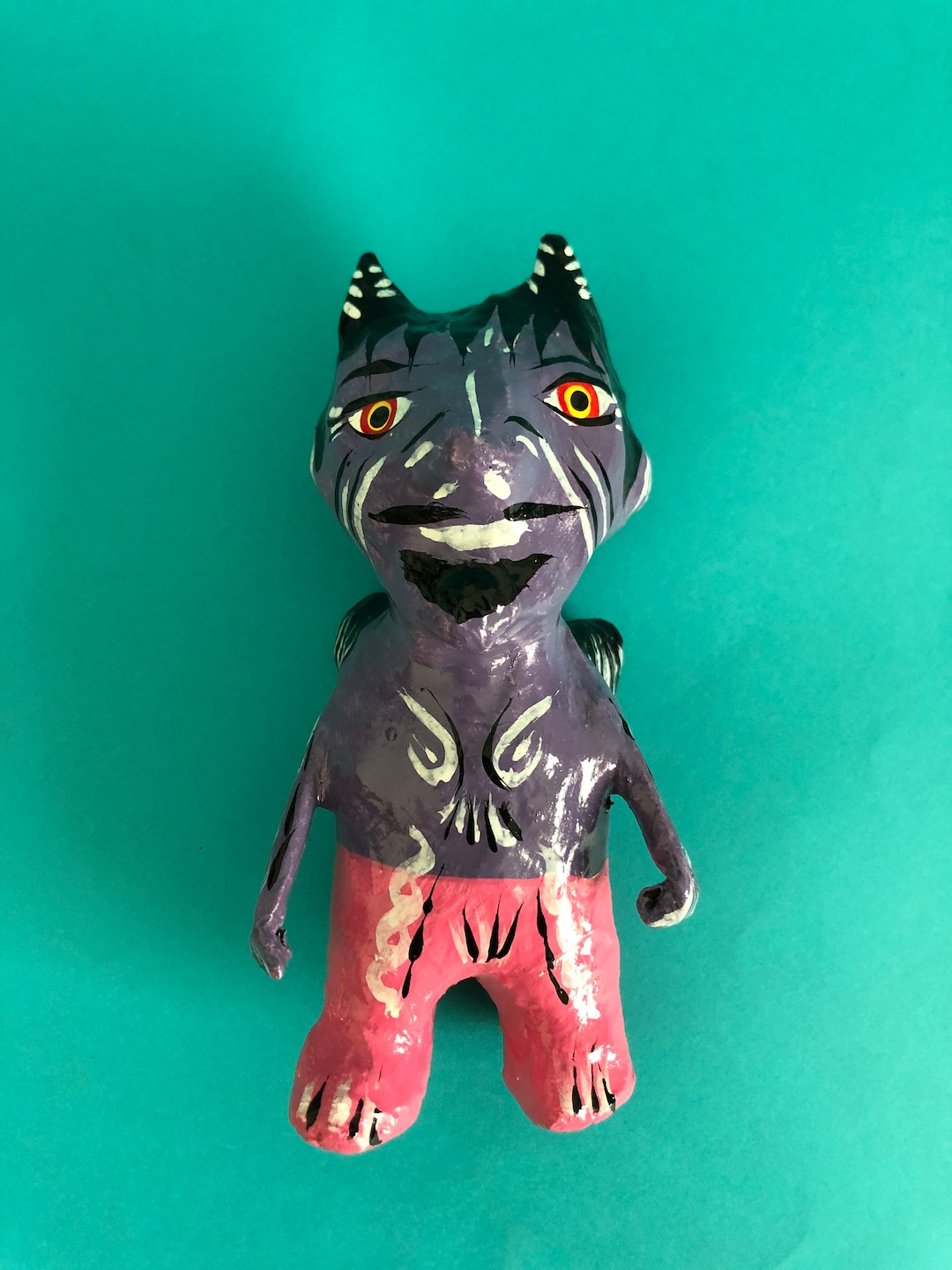 Mexican Folk Art Paper Mache Devil Doll Handmade Day of the Dead Oaxaca ...