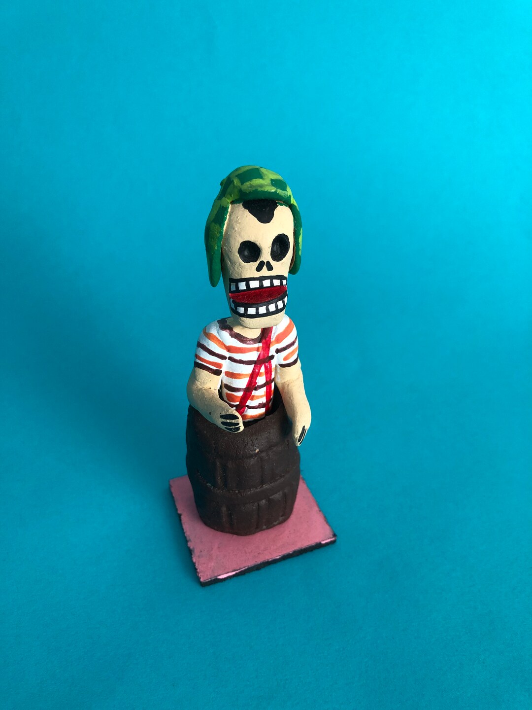 Mexican Folk Art Handmade Clay Chavo Del Ocho Calavera Day of the Dead ...