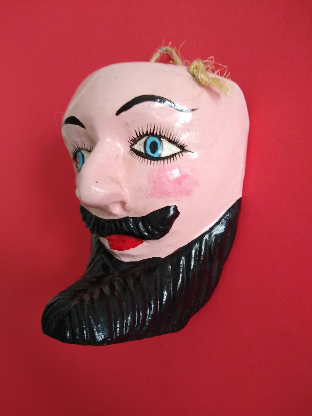 Small Vintage Mexican Folk Art Dancing Conquistador Mask Altar Wooden ...