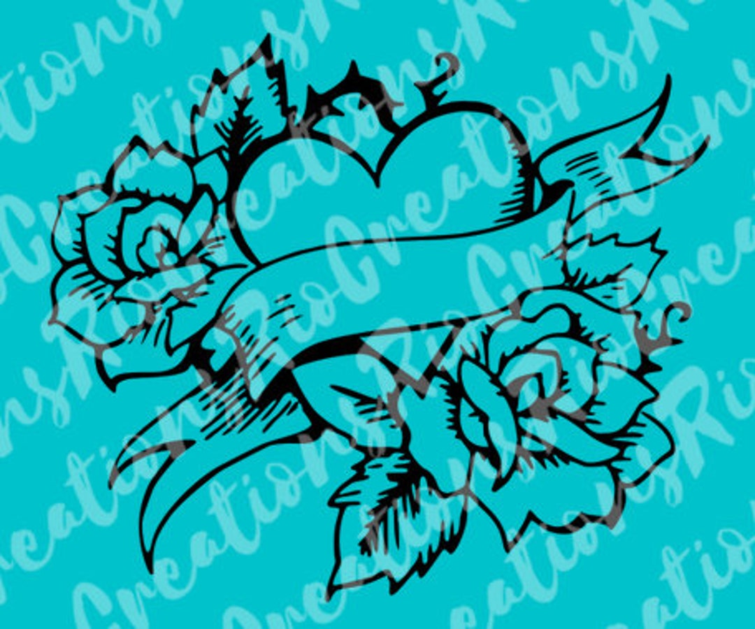 Heart Ribbon Silhouette Svg File, Heart Ribbon Clip Art, Heart Ribbon ...